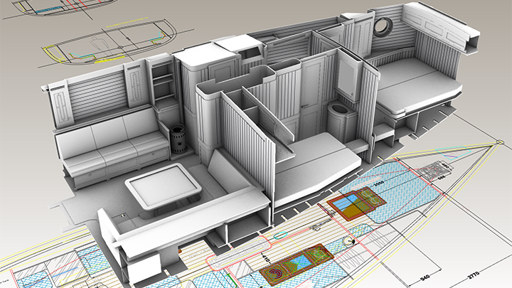 Interior yacht design - NAVYK - Interior engineering, 3D Yacht